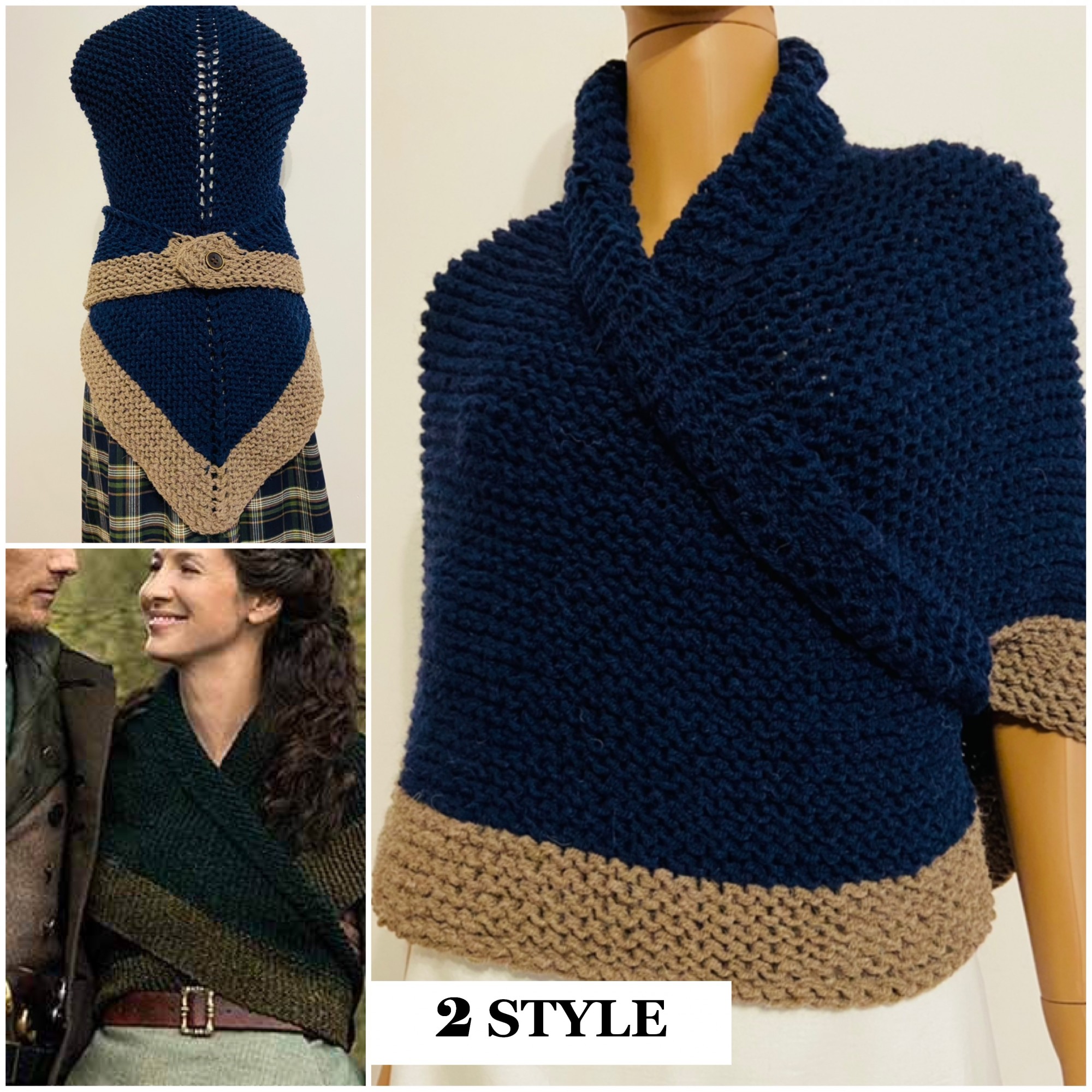 Outlander Claire Sassenach shawl blue denim wool triangle shawl alpaca ...