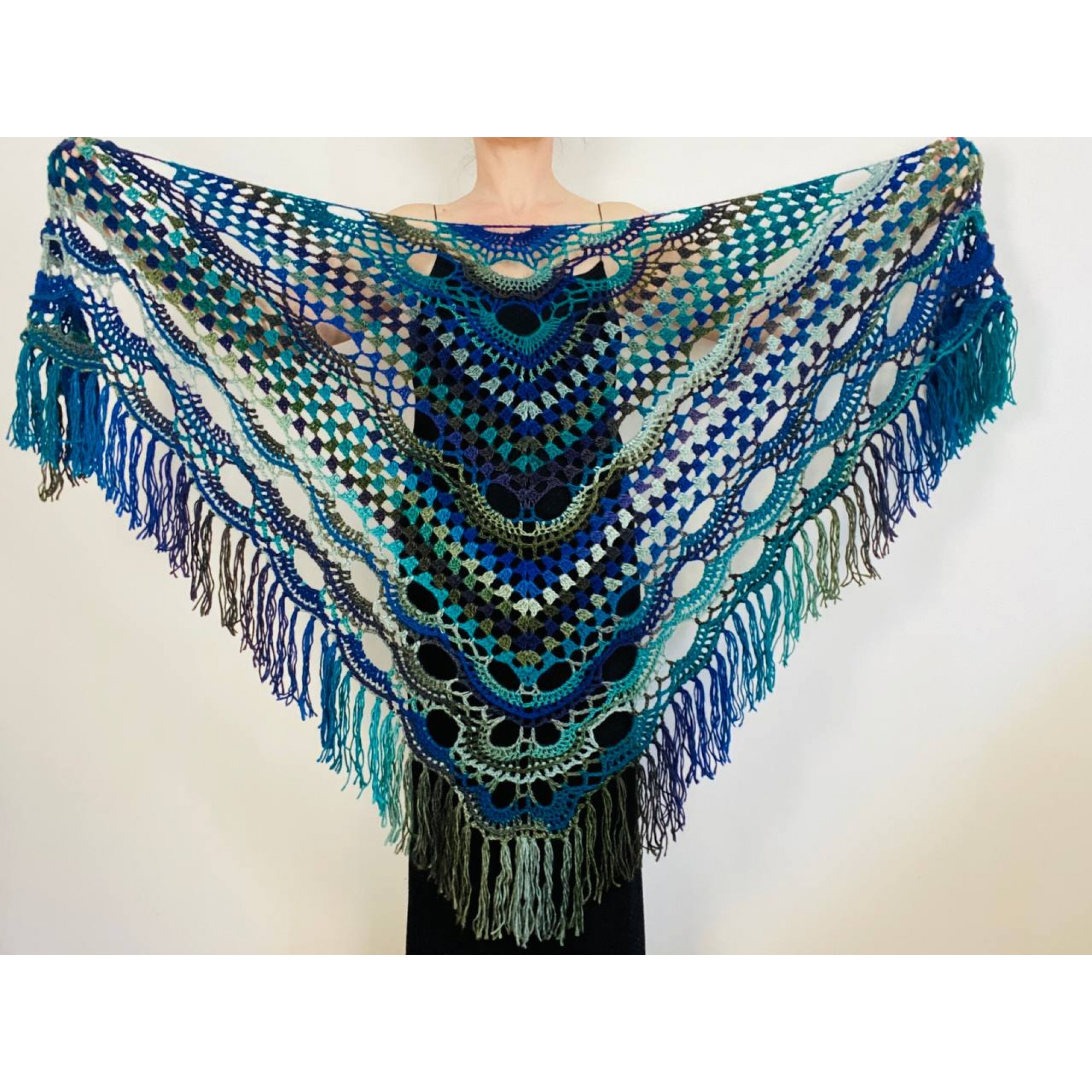 Witch shawl black gothik shawl obsidian wool fringe shawl women ...