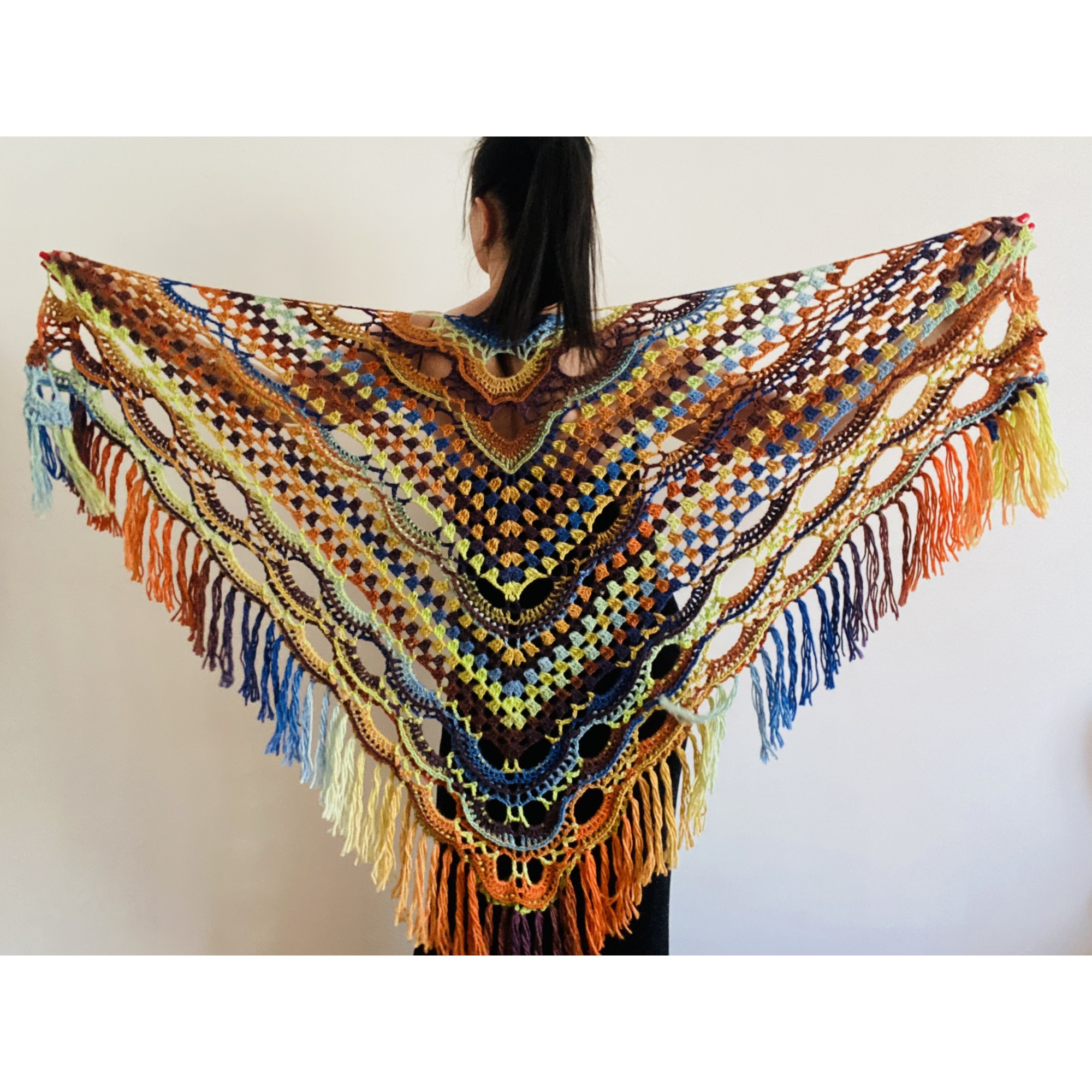 Witch shawl black gothik shawl obsidian wool fringe shawl women ...