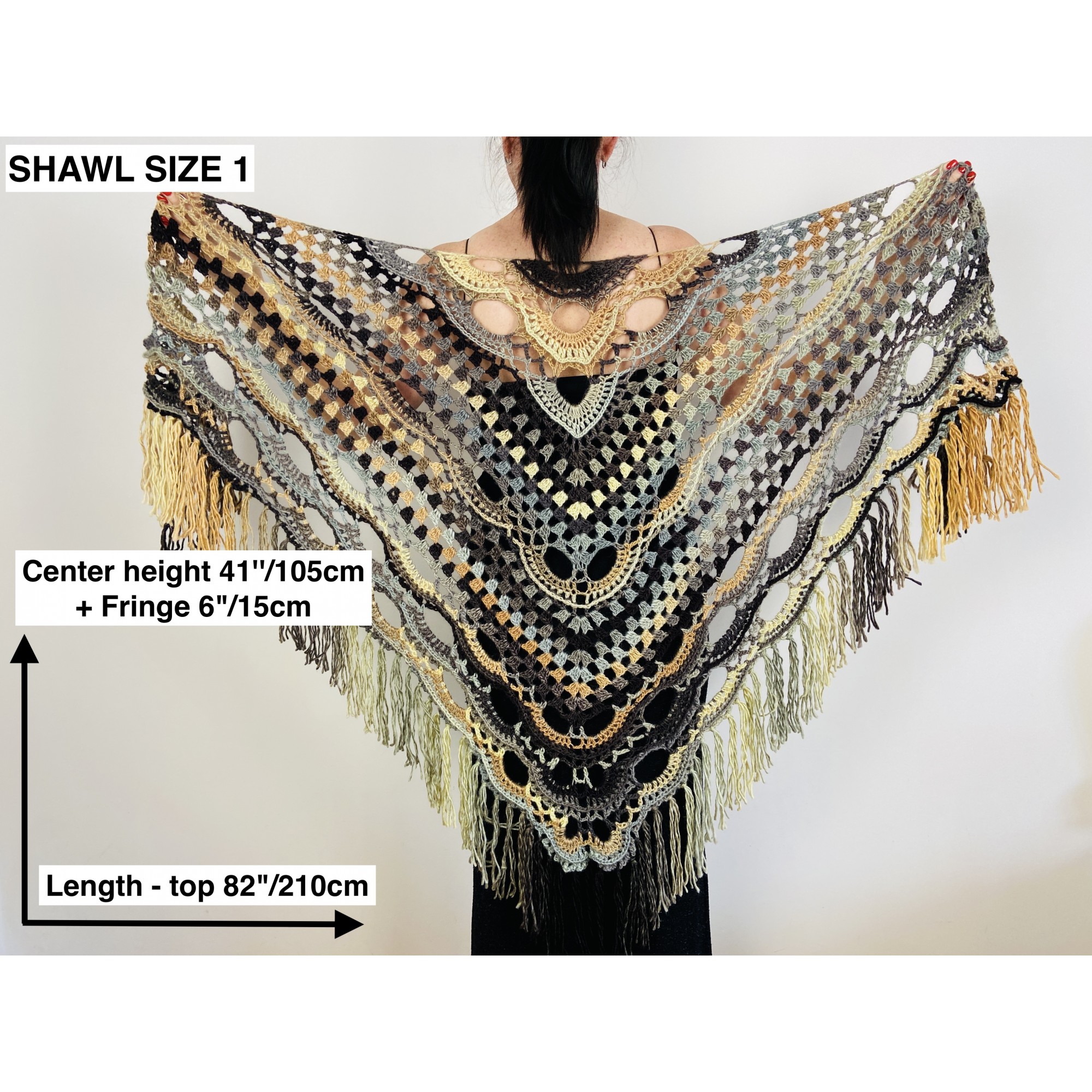 Witch shawl black gothik shawl obsidian wool fringe shawl women ...