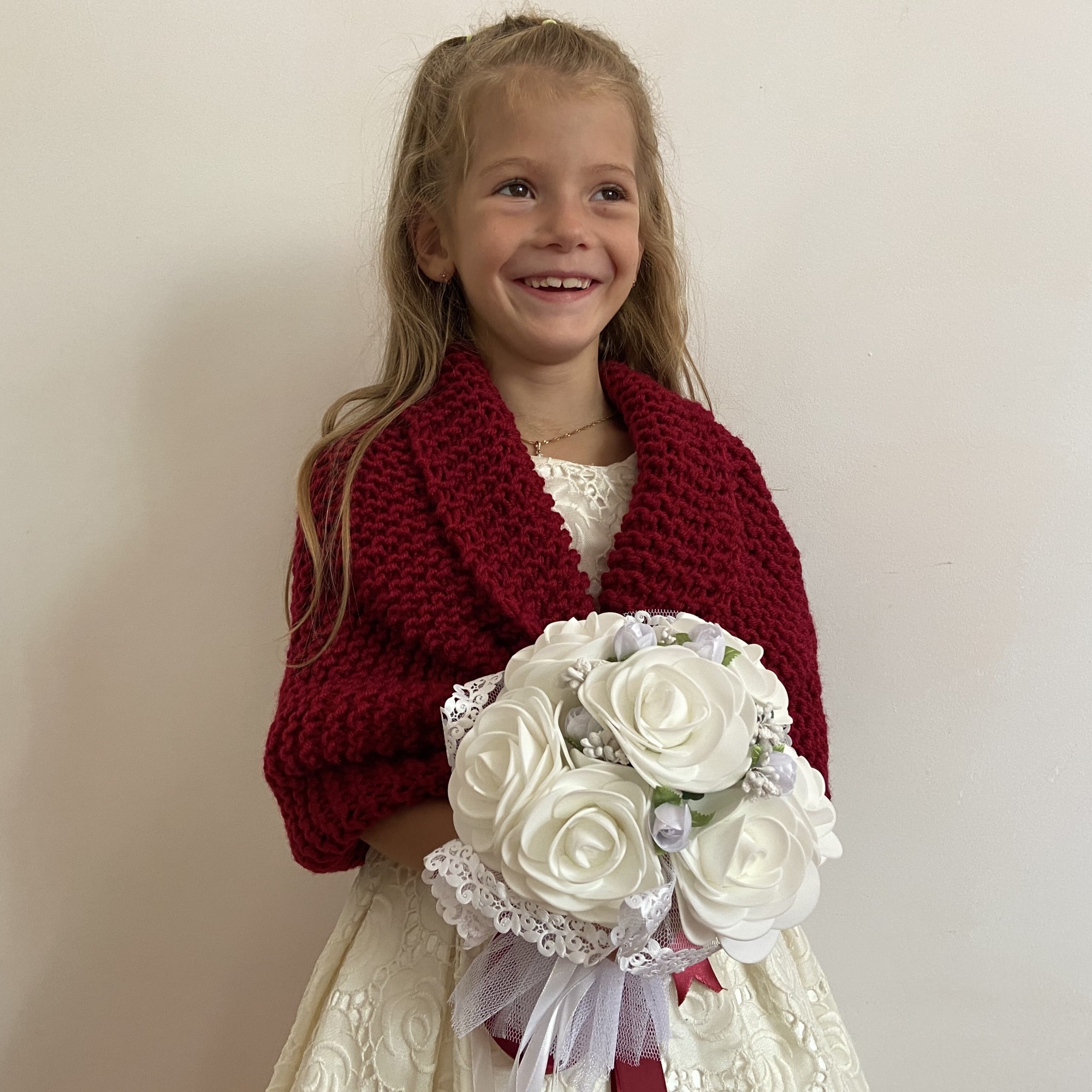 Bordo Flower girl shawl kids bolero childs bolero burgundy communion ...
