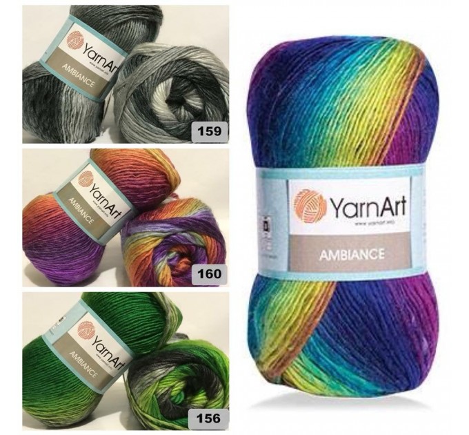Rainbow Gradient Wool Yarn 100 g 250 meters YarnArt AMBIANCE Multicolor ...