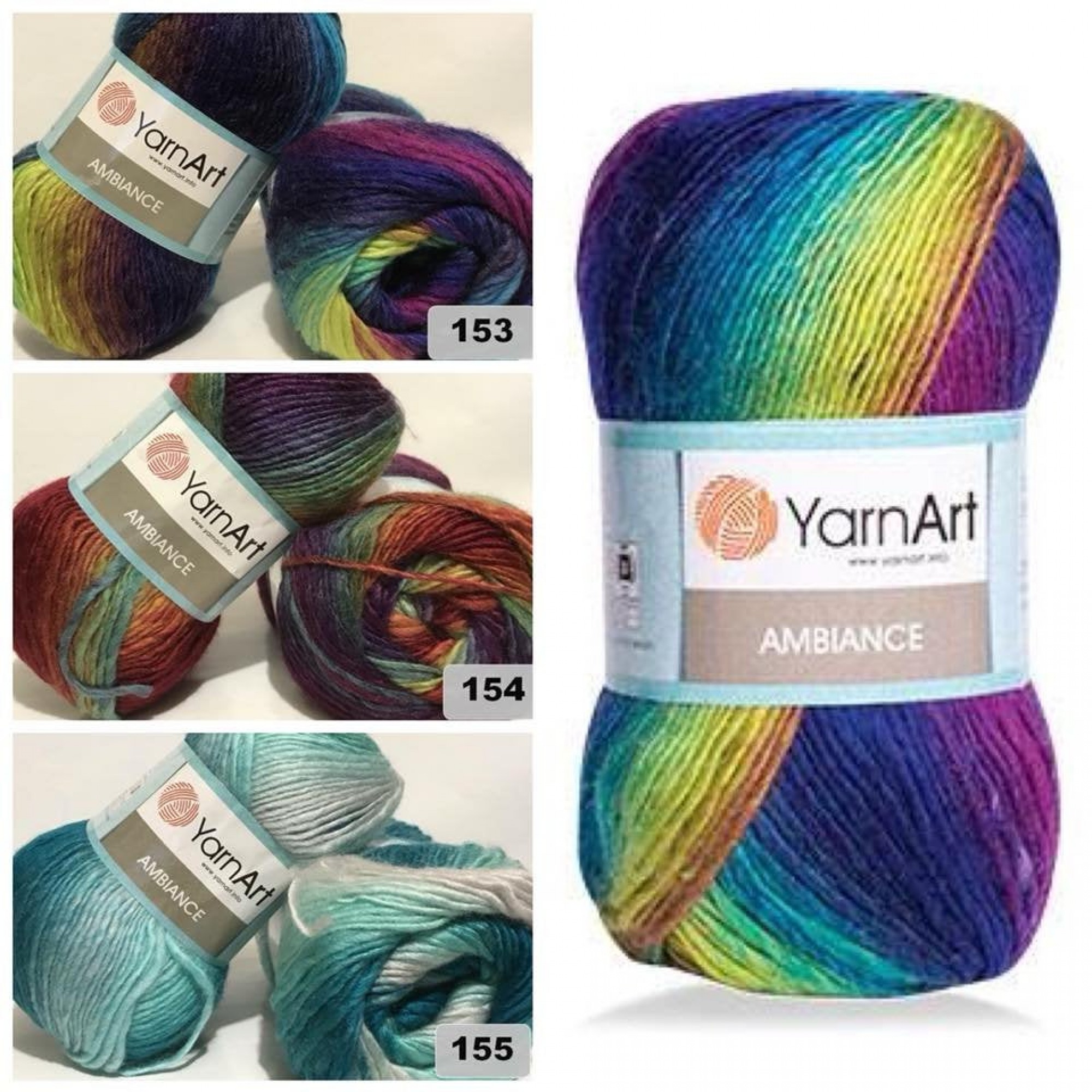 Rainbow Gradient Wool Yarn 100 g 250 meters YarnArt AMBIANCE Multicolor ...